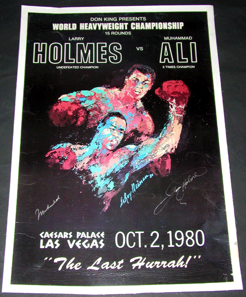 ALI, MUHAMMAD-LARRY HOLMES SIGNED ON SITE POSTER (1980-SIGNED BY BOTH ...