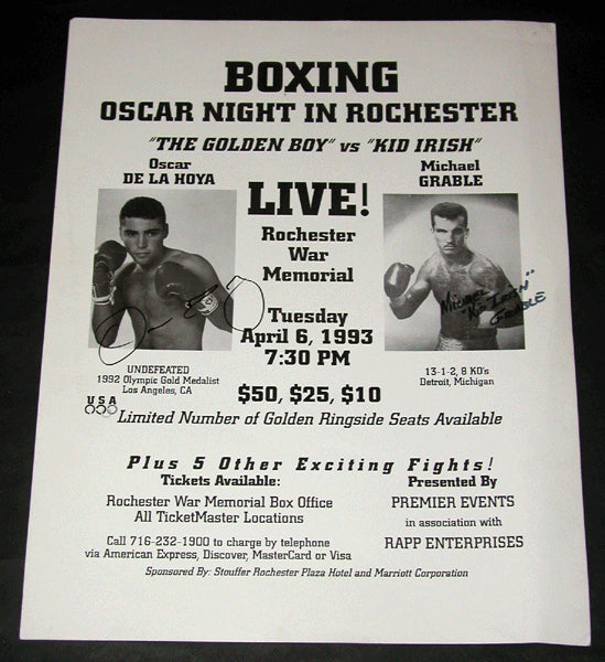 DE LA HOYA, OSCAR-MIKE GRABLE SIGNED ON SITE POSTER (1993) – JO Sports Inc.