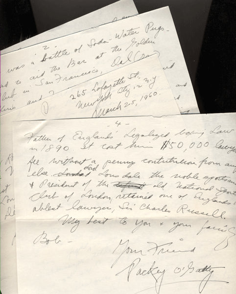 O'GATTY, PACKEY HAND WRITTEN LETTER – JO Sports Inc.