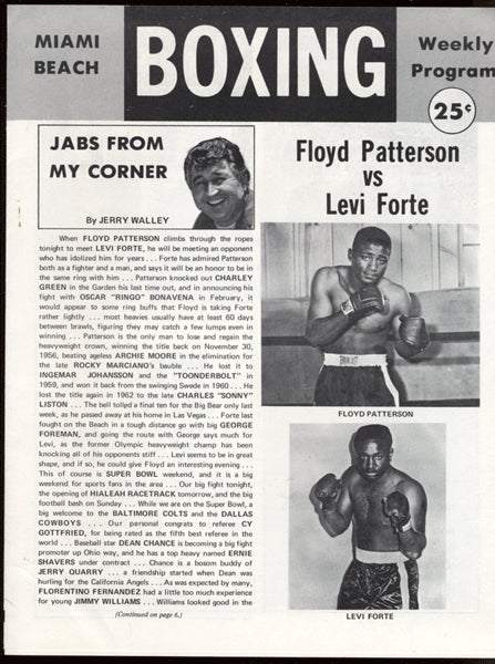 PATTERSON, FLOYD-LEVI FORTE OFFICIAL PROGRAM (1971) – JO Sports Inc.