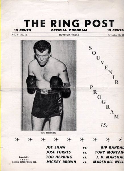 TORRES, JOSE-TONY MONTANO OFFICIAL PROGRAM (1961) – JO Sports Inc.