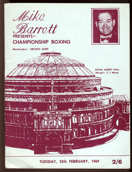 BUGNER, JOE-TERRY FEELEY OFFICIAL PROGRAM (1969) – JO Sports Inc.