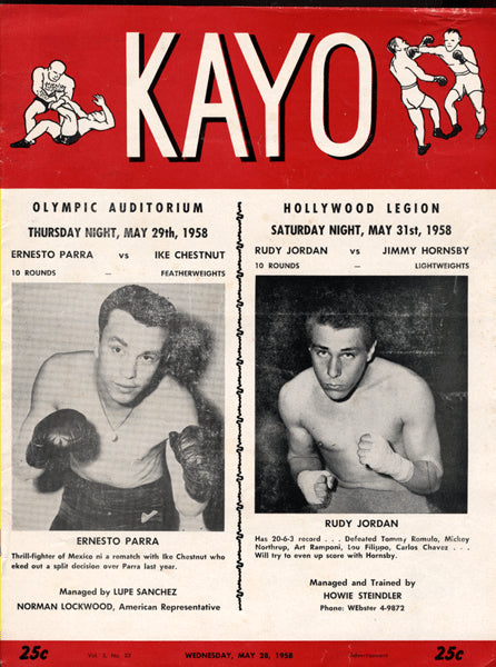 HORNSBY, JIMMY-RUDY JORDAN OFFICIAL PROGRAM (1958) – JO Sports Inc.