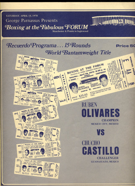 OLIVARES, RUBEN-CHUCHO CASTILLO I OFFICIAL PROGRAM (1970) – JO Sports Inc.
