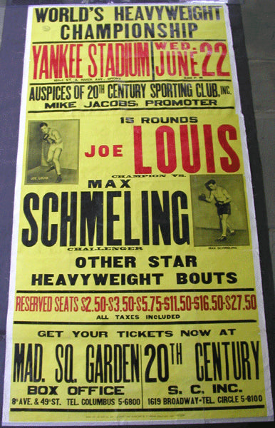 LOUIS, JOE-MAX SCHMELING II ON SITE POSTER (1938) – JO Sports Inc.
