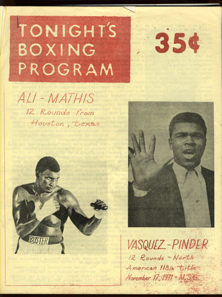 ALI, MUHAMMAD-BUSTER MATHIS ORIGINAL CLOSED CIRCUIT PROGRAM (1971) – JO ...