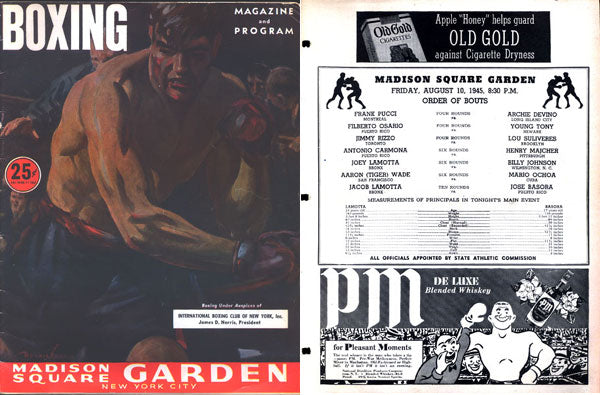 LAMOTTA, JAKE-JOSE BASORA OFFICIAL PROGRAM (1945) – JO Sports Inc.