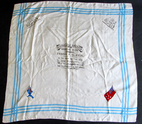 SLAVIN, FRANK-JOE MCAULIFFE BOXING SILK (1890) – JO Sports Inc.