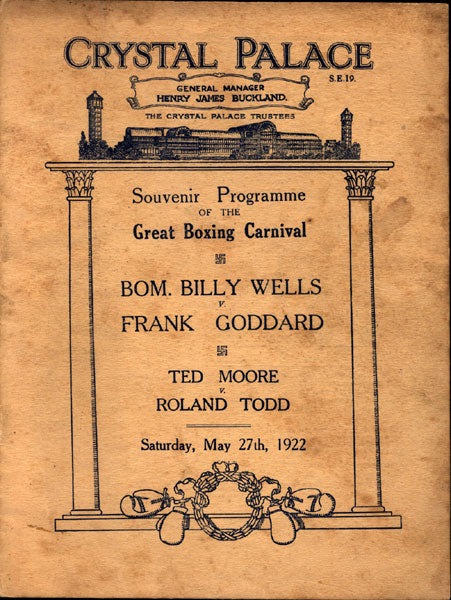 WELLS, BOMBADIER-FRANK GODDARD OFFICIAL PROGRAM (1922) – JO Sports Inc.