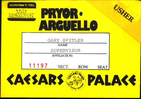 PRYOR, AARON-ALEXIS ARGUELLO II CREDENTIAL (1983) – JO Sports Inc.