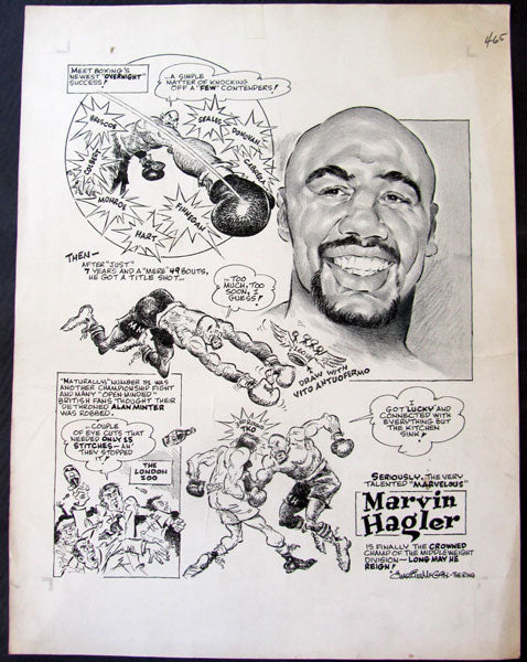 HAGLER, MARVIN ORIGINAL CARTOON ART (BY CHARLIE MCGILL-RING MAGAZINE-1 ...