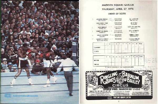 DURAN, ROBERTO-ADOLFO VIRUET OFFICIAL PROGRAM (1978) – JO Sports Inc.