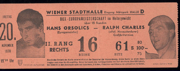 CHARLES, RALPH-HANS ORSOLICS FULL TICKET (1970) – JO Sports Inc.