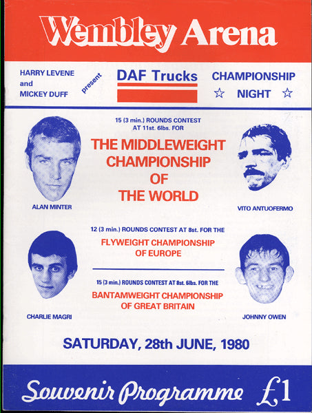 ANTUOFERMO, VITO-ALAN MINTER II OFFICIAL PROGRAM (1980) – JO Sports Inc.