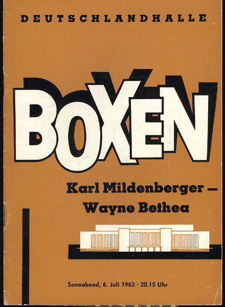 MILDENBERGER, KARL-WAYNE BETHEA OFFICIAL PROGRAM (1963) – JO Sports Inc.