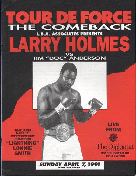 HOLMES, LARRY-TIM "DOC" ANDERSON OFFICIAL PROGRAM (1991) – JO Sports Inc.