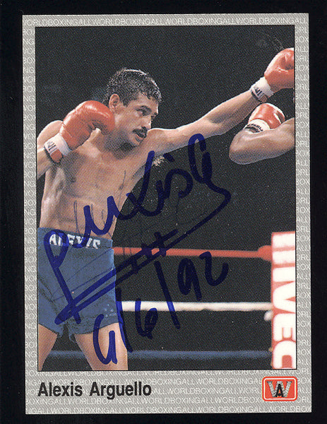 ARGUELLO, ALEXIS SIGNED AW BOXING CARD (1991) – JO Sports Inc.