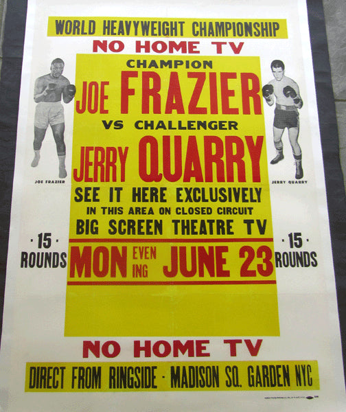 FRAZIER, JOE-JERRY QUARRY I LARGE CLOSED CIRCUIT POSTER (1969) – JO ...