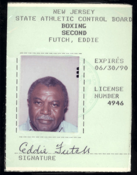 FUTCH, EDDIE SIGNED ORIGINAL BOXING LICENSE (1990) – JO Sports Inc.