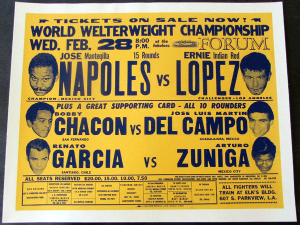 NAPOLES, JOSE-ERNIE "INDIAN RED" LOPEZ ON SITE POSTER (1973) – JO ...
