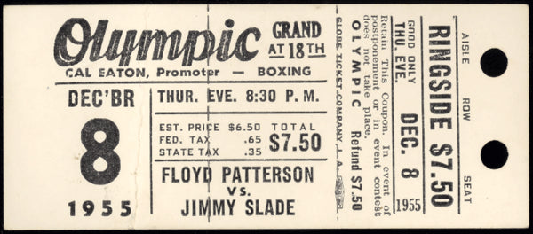 PATTERSON, FLOYD-JIMMY SLADE FULL TICKET (1955) – JO Sports Inc.