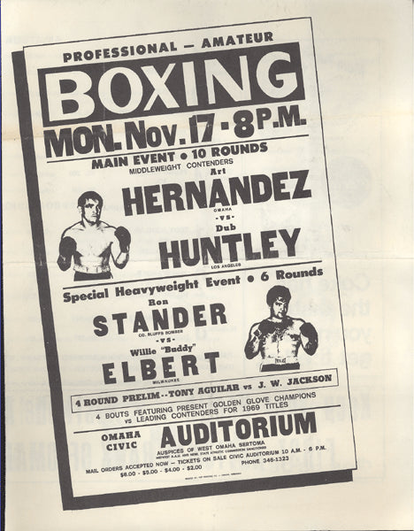 STANDER, RON-WILLIE ELBERT OFFICIAL PROGRAM (1969) – JO Sports Inc.