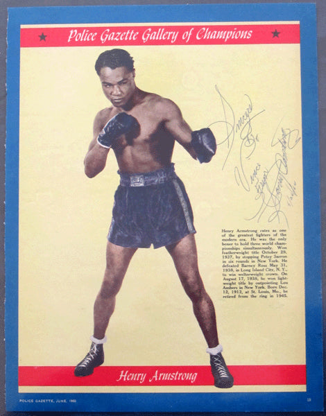 ARMSTRONG, HENRY SIGNED POLICE GAZETTE GALLERY OF CHAMPIONS SUPPLEMENT ...