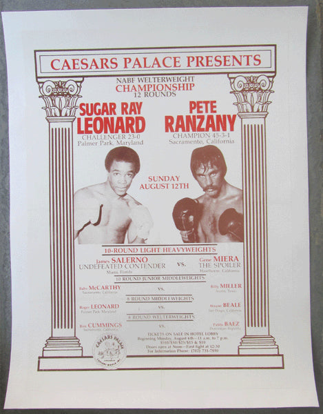 LEONARD, SUGAR RAY-PETE RANZANY ON SITE POSTER (1979) – JO Sports Inc.