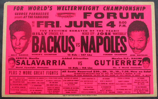 NAPOLES, JOSE-BILLY BACKUS II ON SITE POSTER (1971) – JO Sports Inc.