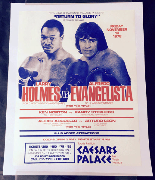 HOLMES, LARRY-ALFREDO EVANGELISTA ON SITE POSTER (1978) – JO Sports Inc.