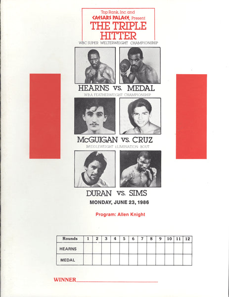 DURAN, ROBERTO-ROBBIE SIMS & HEARNS-MEDAL & MCGUIGAN-CRUZ PRESS KIT (1 ...