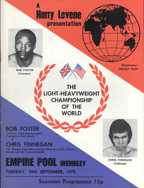 FOSTER, BOB-CHRIS FINNEGAN OFFICIAL PROGRAM (1972) – JO Sports Inc.