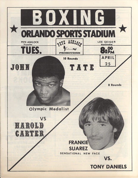 TATE, JOHN-HAROLD CARTER OFFICIAL PROGRAM (1978) – JO Sports Inc.