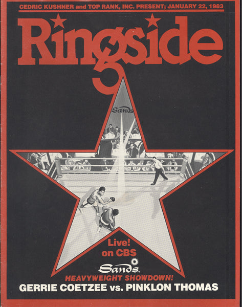 COETZEE, GERRIE-PINKLON THOMAS OFFICIAL PROGRAM (1983) – JO Sports Inc.