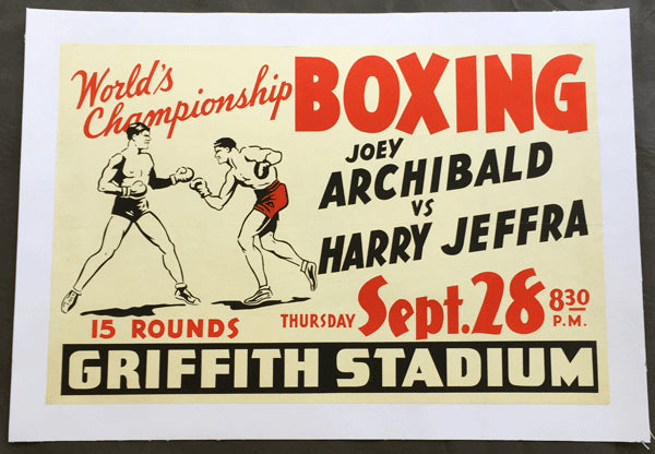 JEFFRA, HARRY-JOEY ARCHIBALD ON SITE POSTER (1939) – JO Sports Inc.