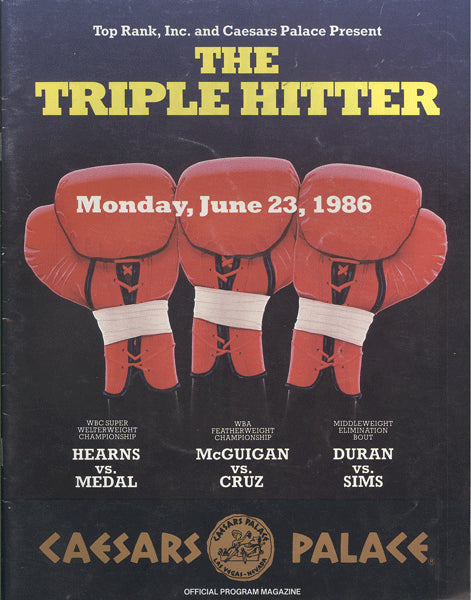 DURAN, ROBERTO-ROBBIE SIMS & HEARNS-MEDAL & MCGUIGAN-CRUZ OFFICIAL PRO ...