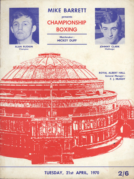 RUDKIN, ALAN-JOHNNY CLARK & JOE BUGNER-RAY PATTERSON OFFICIAL PROGRAM ...