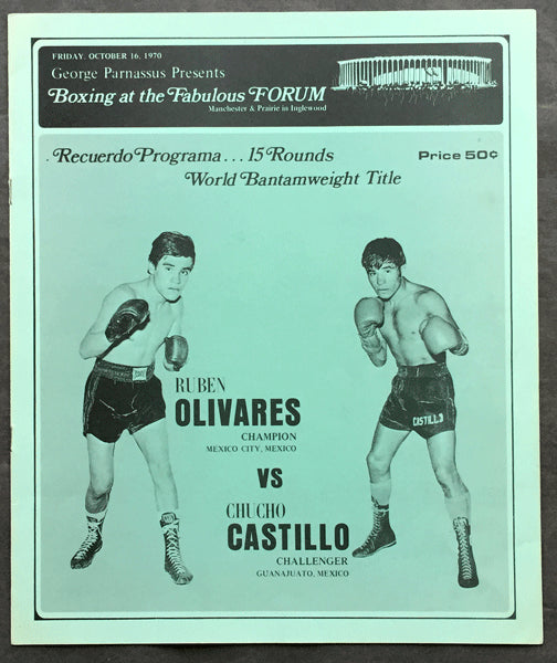 OLIVARES, RUBEN-CHUCHO CASTILLO II OFFICIAL PROGRAM (1970) – JO Sports Inc.