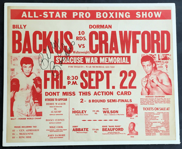 BACKUS, BILLY-DORMAN CRAWFORD SIGNED ON SITE POSTER (1972-SIGNED BY BA ...