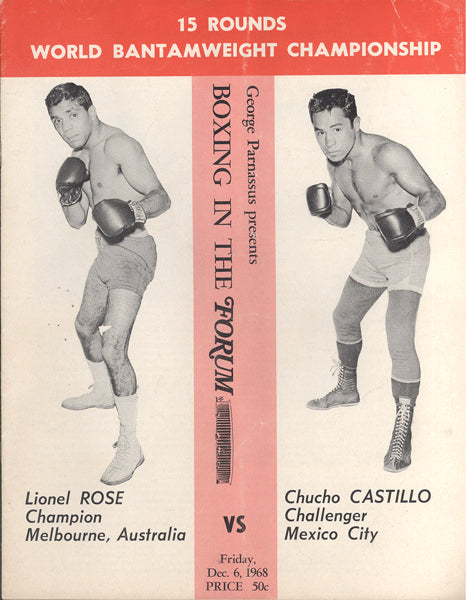 ROSE, LIONEL-CHUCHO CASTILLO OFFICIAL PROGRAM (1968) – JO Sports Inc.