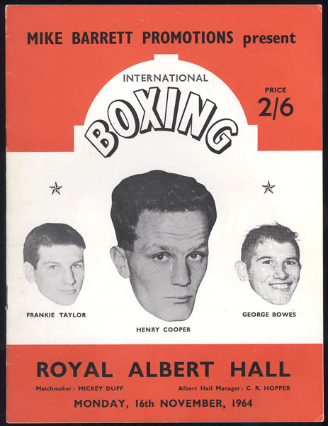 COOPER, HENRY-ROGER RISCHER OFFICIAL PROGRAM (1964) – JO Sports Inc.