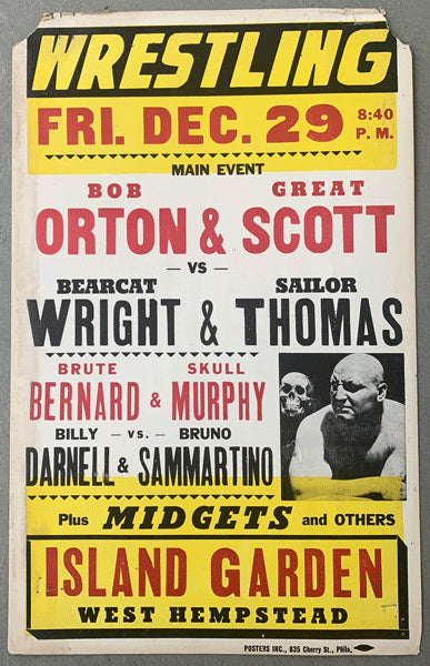 SAMMARTINO & DARNELL-BRUTE BERNARD & SKULL MURPHY ON SITE POSTER (1961 ...