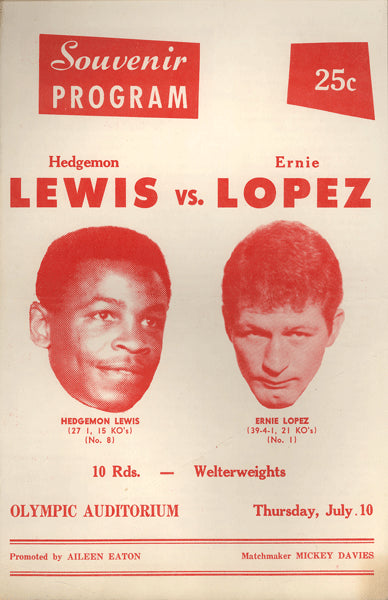 LEWIS, HEDGEMON-ERNIE "INDIAN RED" LOPEZ II ON SITE PROGRAM (1969) – JO ...