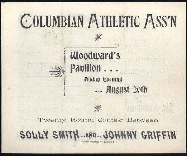 SMITH, SOLLY-JOHNNY GRIFFIN OFFICIAL PROGRAM (1897) – JO Sports Inc.