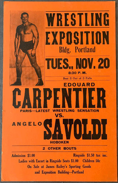 CARPENTIER, EDOUARD-ANGELO SAVOLDI ON SITE POSTER (1956) – JO Sports Inc.