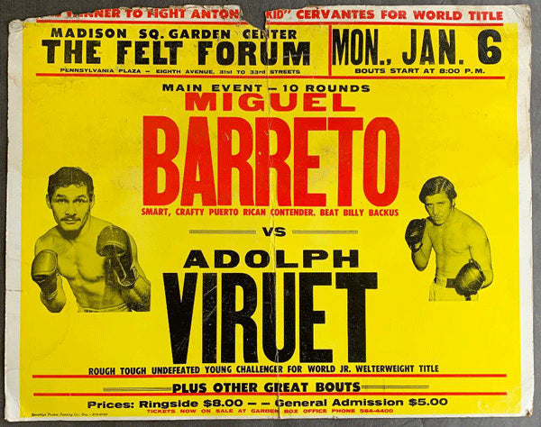 BARRETO, MIGUEL-ADOLPH VIRUET ON SITE POSTER (1975) – JO Sports Inc.