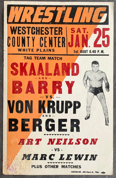 SKAALAND, ARNOLD & BARRY-VON KRUPP & BERGER WRESTLING ON SITE POSTER ...