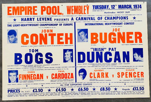 CONTEH, JOHN-TOM BOGS & JOE BUGNER-PAT DUNCAN ON SITE POSTER (1974 ...