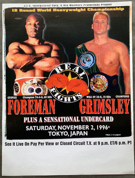 FOREMAN, GEORGE-CRAWFORD GRIMSLEY PAY PER VIEW POSTER (1996) – JO ...