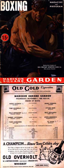 CANZONERI, TONY-AL "BUMMY" DAVIS OFFICIAL PROGRAM (1939) – JO Sports Inc.